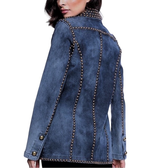 Adore | Jackets & Coats | Adore Womens Small Studded Denim Jacket Nwt ...